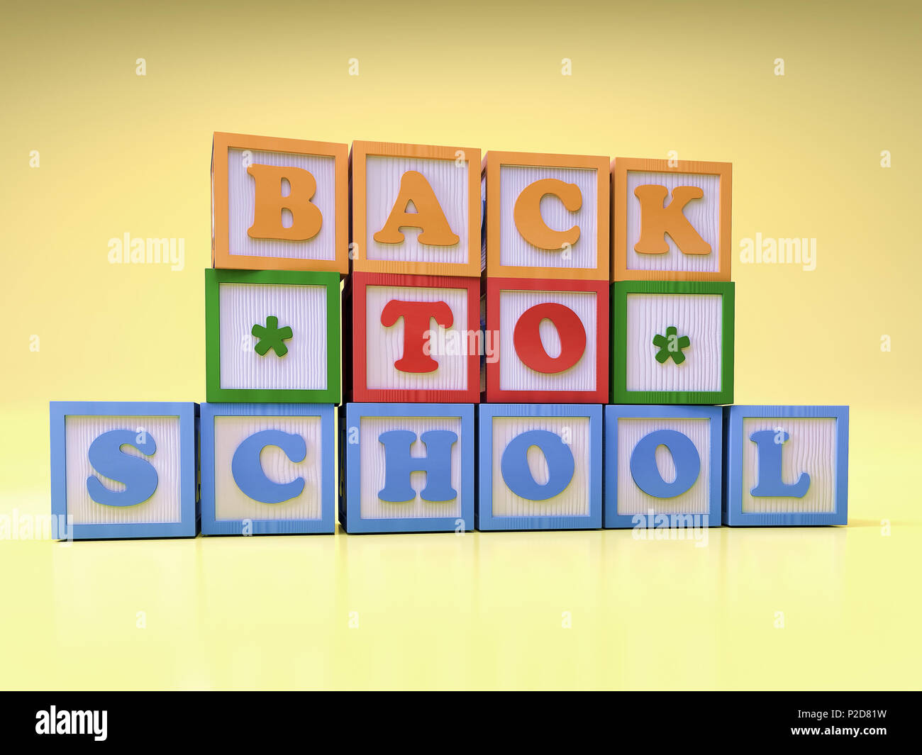 3D render of wooden blocks with letters arranged into Back to School ...
