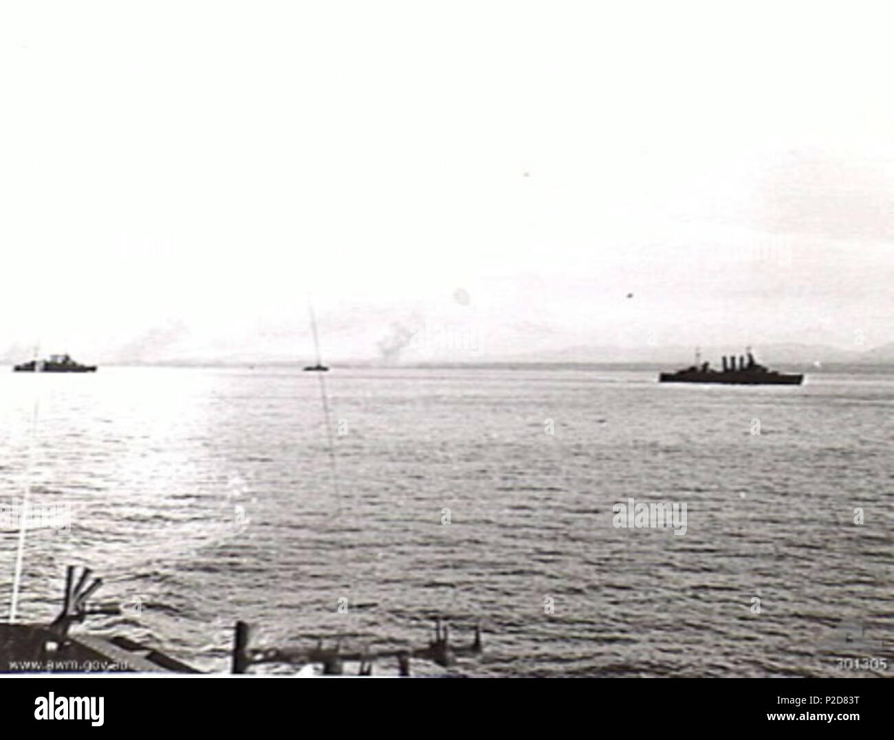 . Australian heavy cruisers HMAS Shropshire (left) and HMAS Australia ...