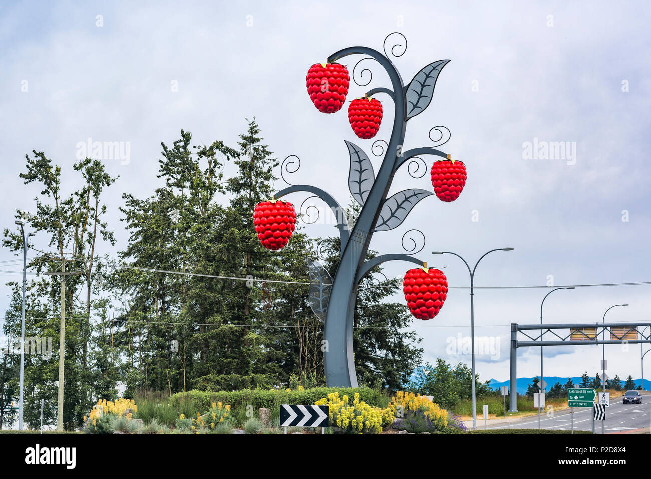 Roadside raspberry sculpture, Abbotsford, Fraser Valley, British ...