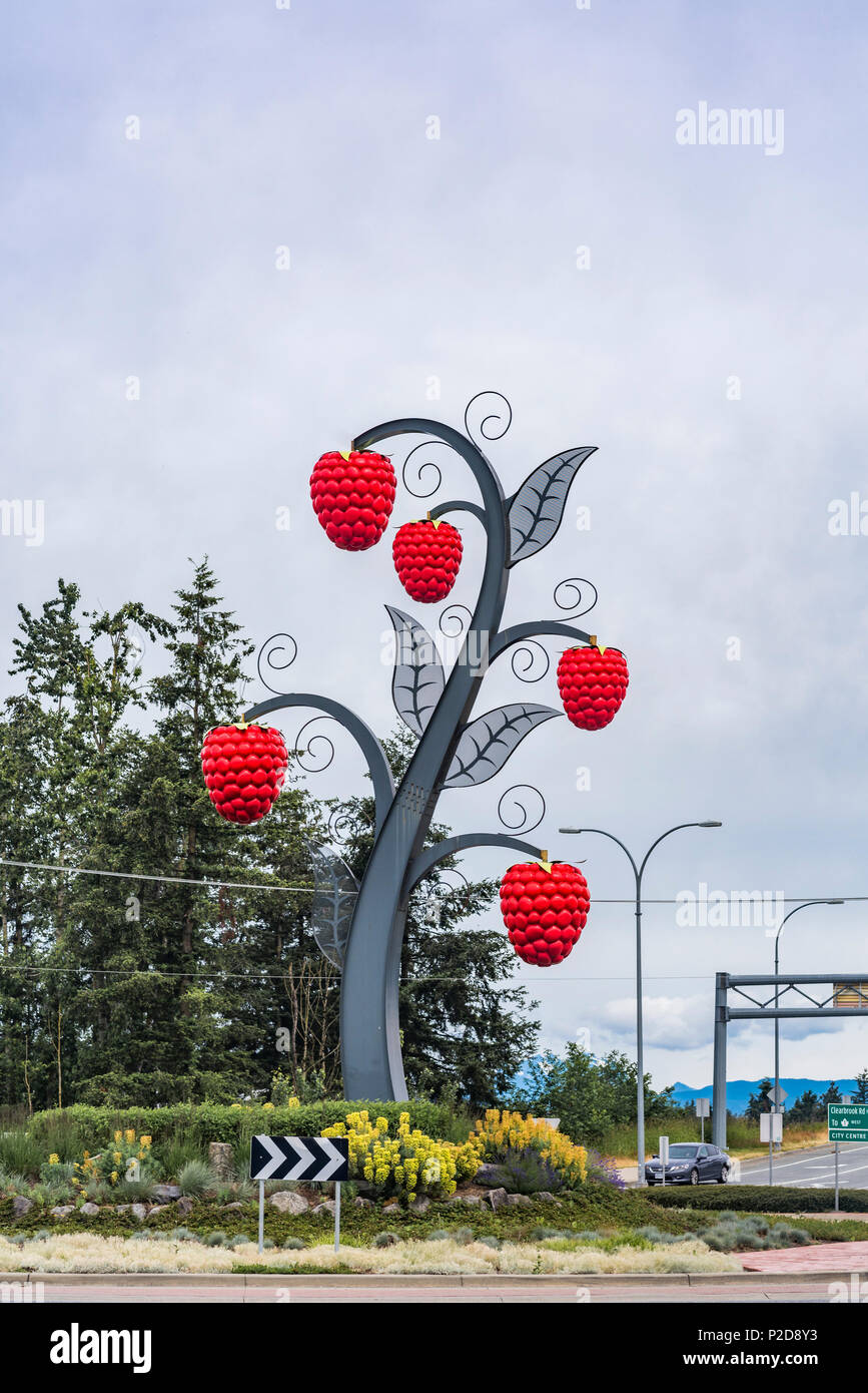 Roadside raspberry sculpture, Abbotsford, Fraser Valley, British ...
