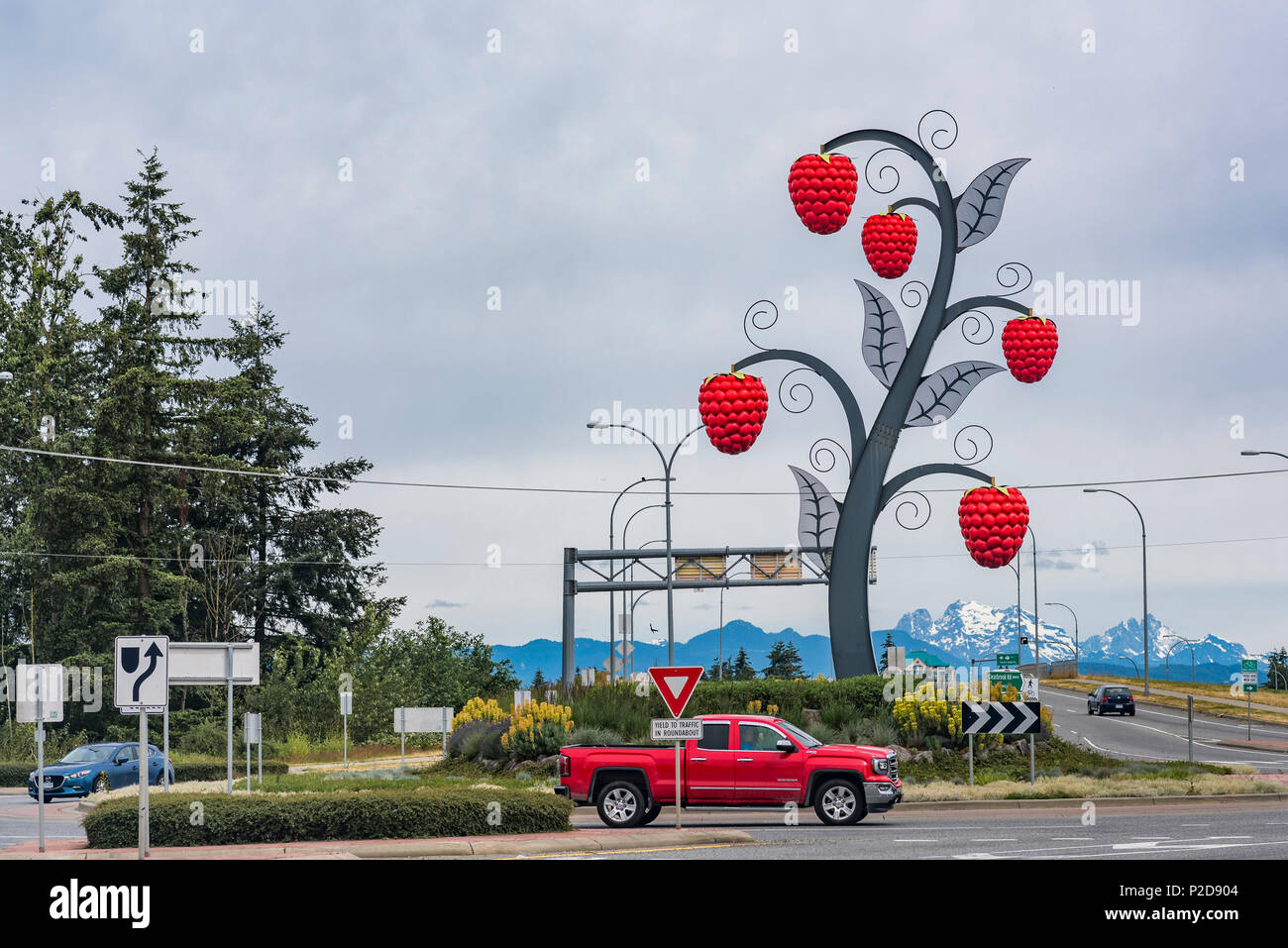 Roadside raspberry sculpture, Abbotsford, Fraser Valley, British ...