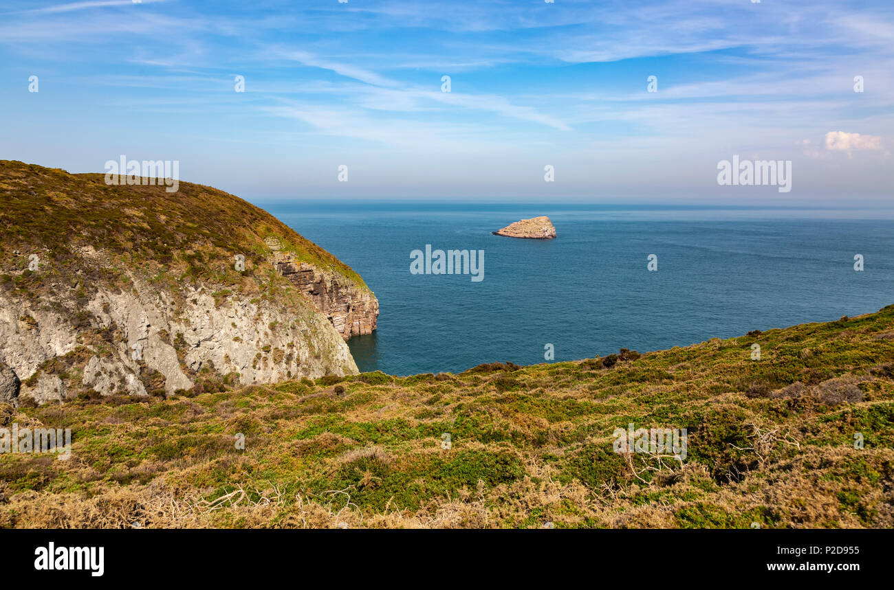 Cliffs from the Armor Coastline in Brittany in North of France, close ...