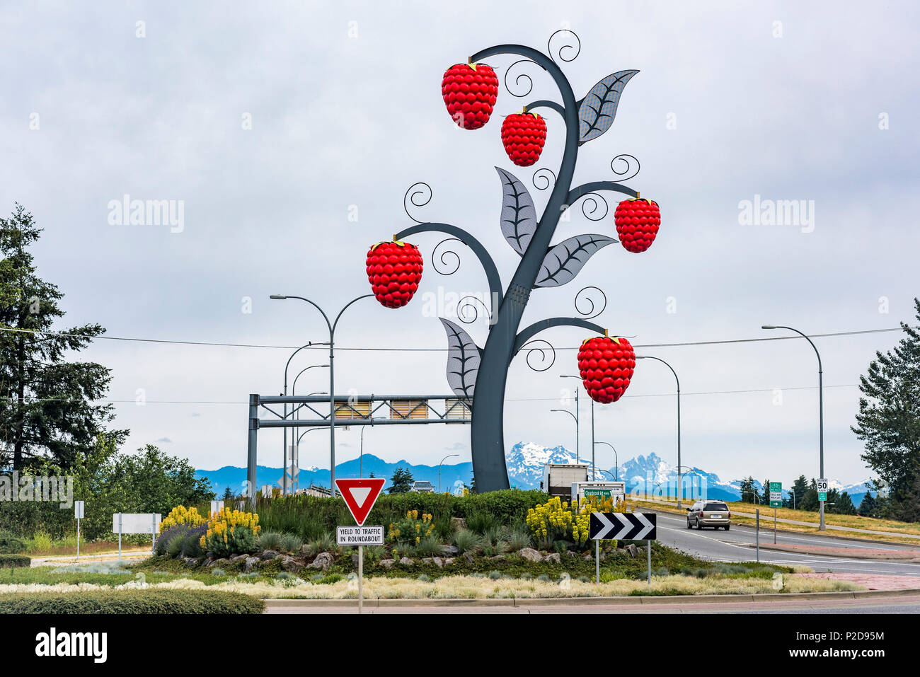 Roadside raspberry sculpture, Abbotsford, Fraser Valley, British ...