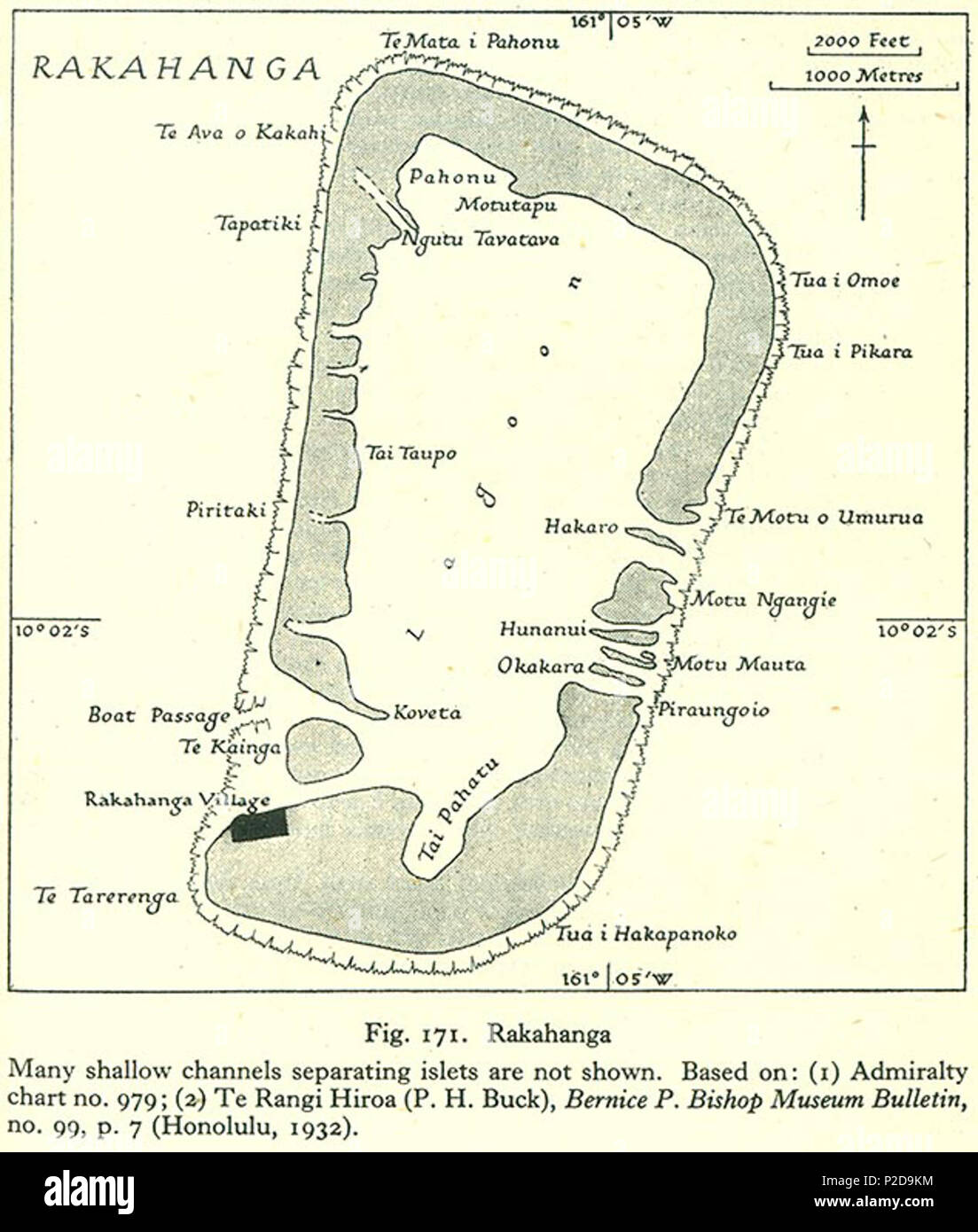 . English: Map of Rakahanga Atoll, Northern Cook Islands . 1943. US ...