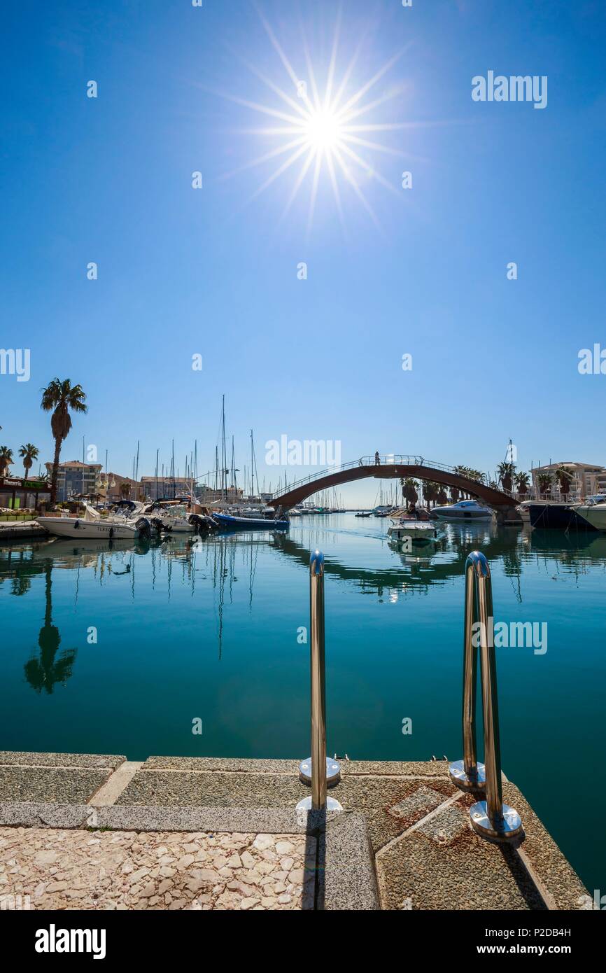 France, Var, Frejus, Port Frejus, the pedestrian bridge Stock Photo - Alamy