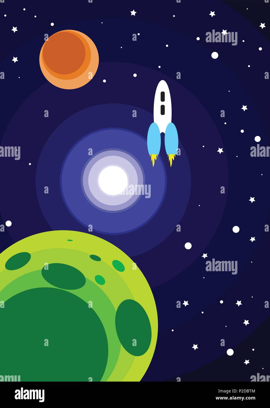 Cartoon rocket in space.Vector illustration Stock Vector Image & Art ...