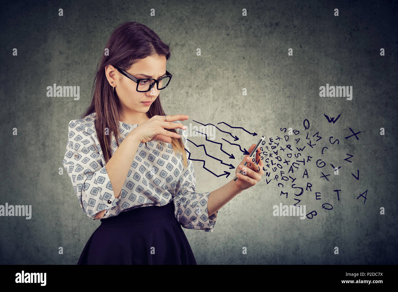 Young vicious girl manipulating social media and playing with ...