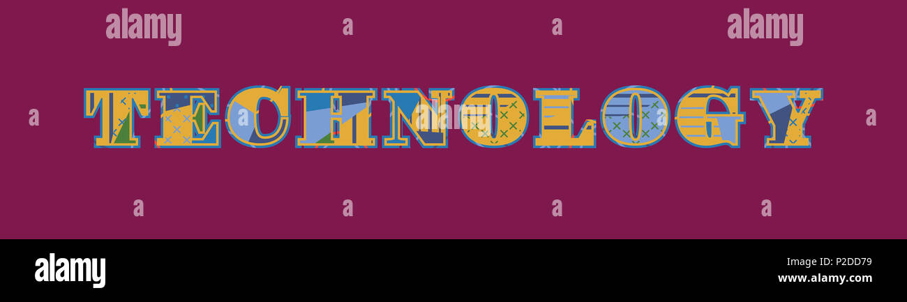 The word TECHNOLOGY concept written in colorful abstract typography ...