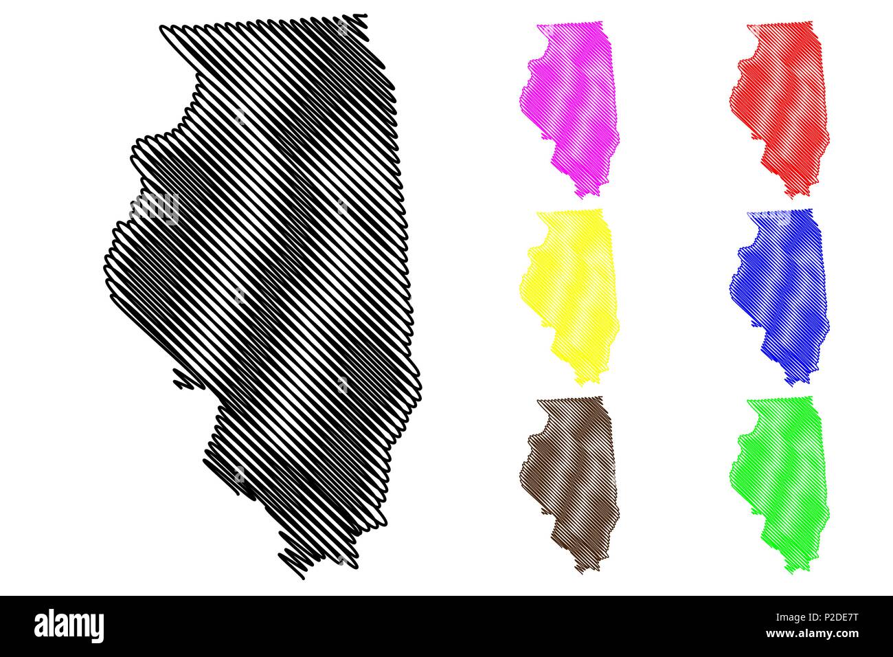 Illinois map vector illustration, scribble sketch Illinois map black ...