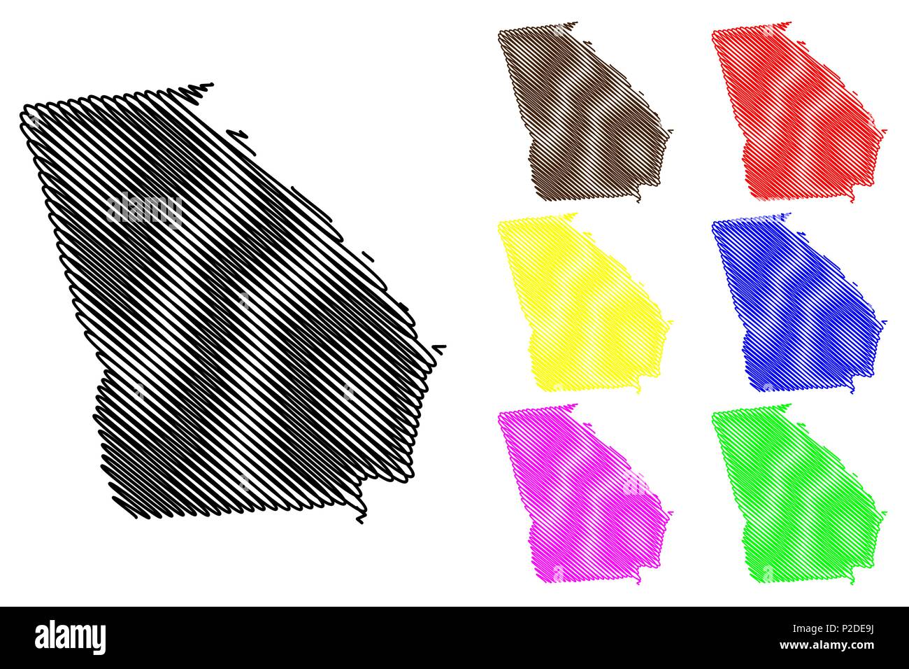 Georgia map vector illustration, scribble sketch Georgia map black, red ...