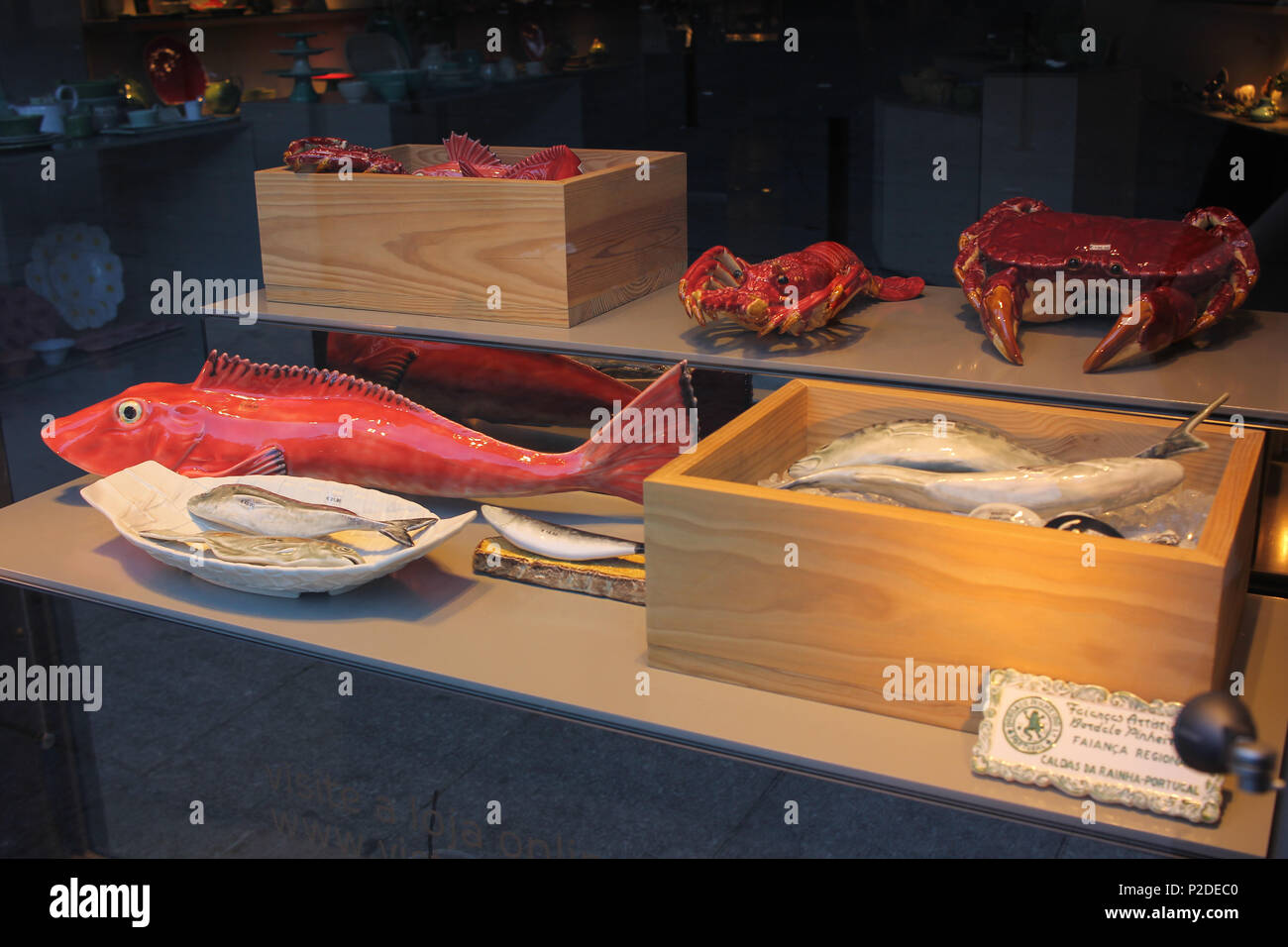 Window display in Porto, Portugal with ceramic seafood Stock Photo - Alamy