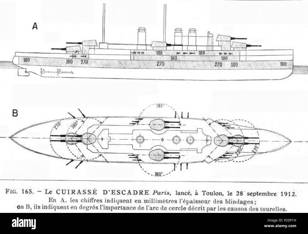 . English: French battleship Paris . 1913. Unknown 40 Paris diagram2 ...