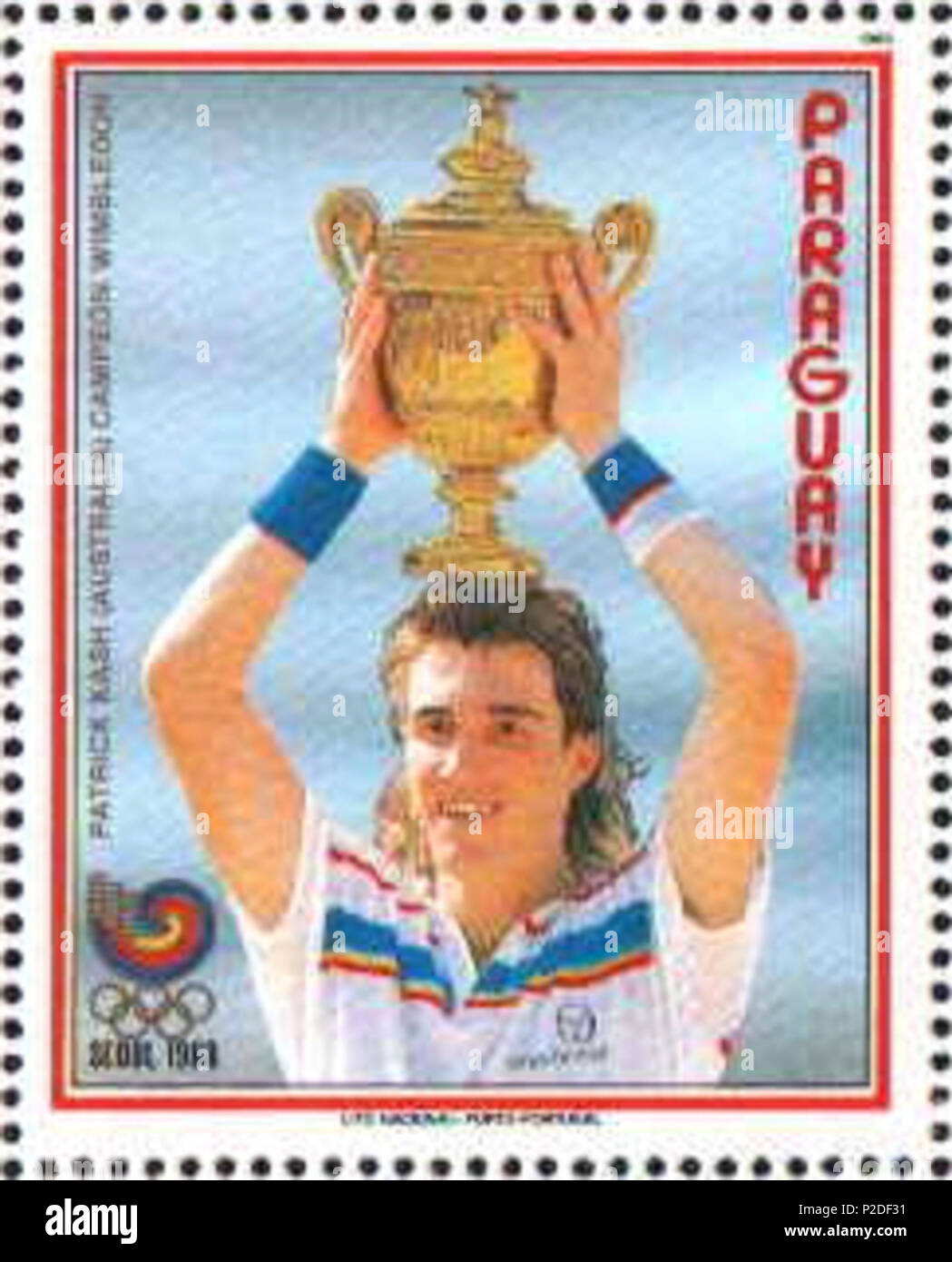 . Pat Cash . 1988. Unknown 40 Pat Cash 1988 Paraguay stamp Stock Photo ...