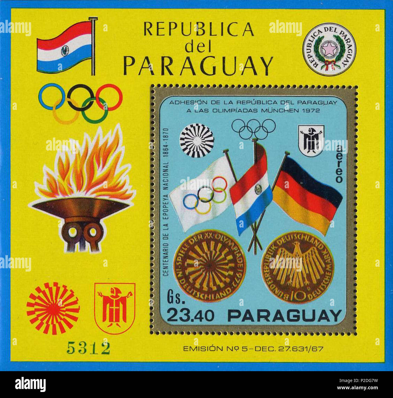 . 1972 Summer Olympics . 1970. Unknown 36 Munich Olympics 1970 Paraguay ...