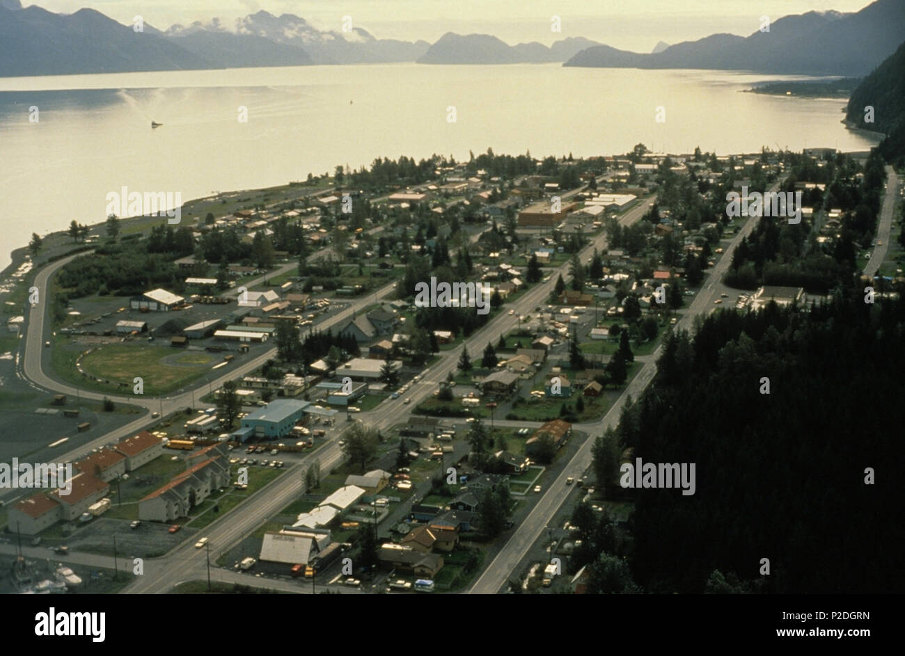 . English: Aerial View of Seward, Alaska, showing the townsite and ...