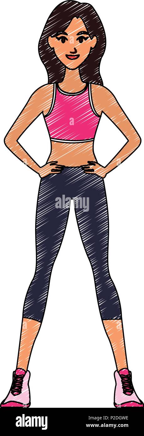 Fitness woman cartoon scribble Stock Vector Image & Art - Alamy