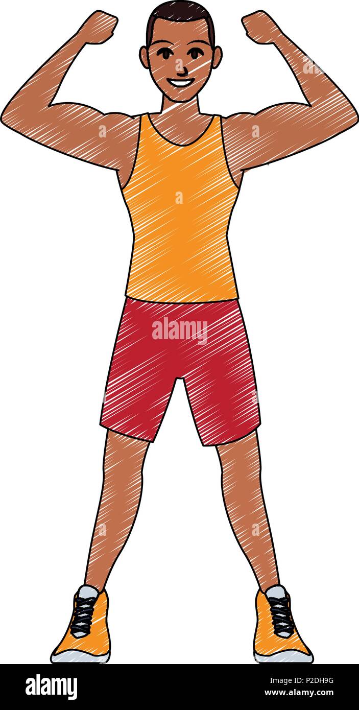 Man flexing his arms Stock Vector Images - Alamy