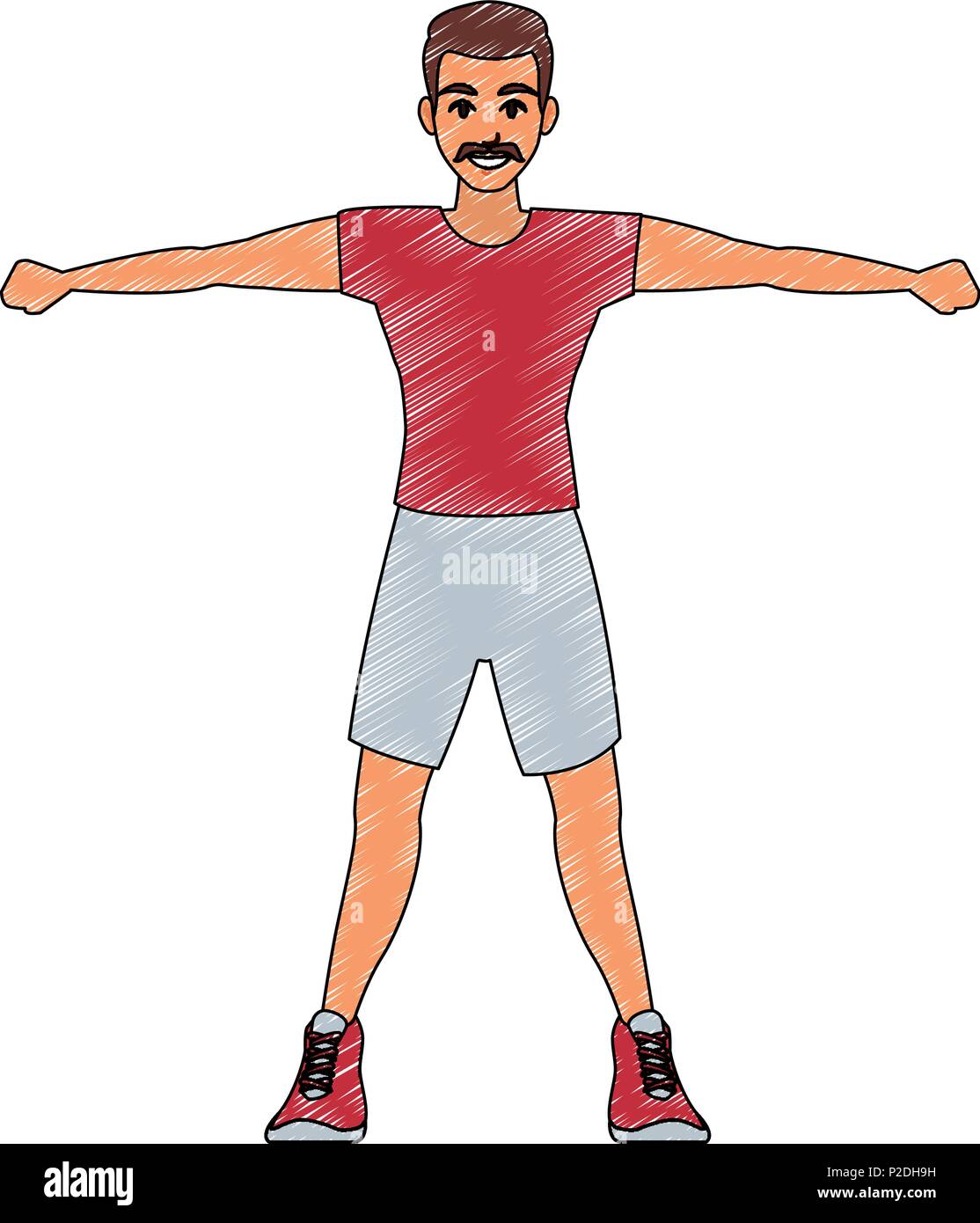 Athletic fit man flexing Stock Vector Images - Alamy