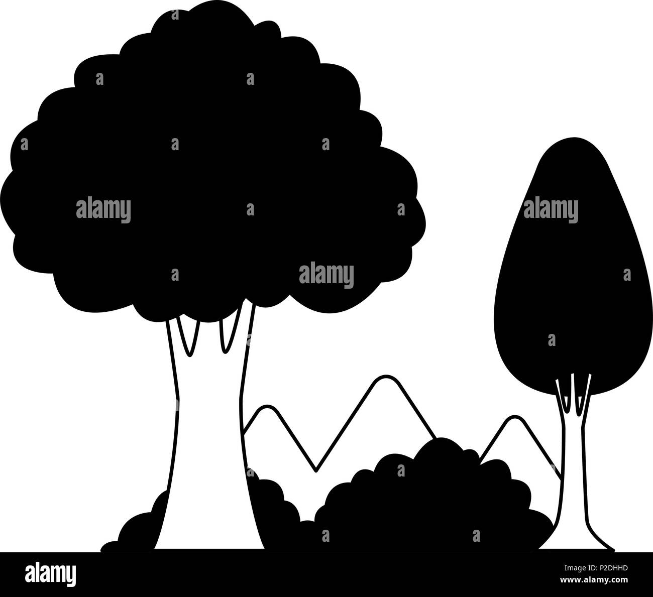 Cartoon illustration park trees Black and White Stock Photos & Images ...