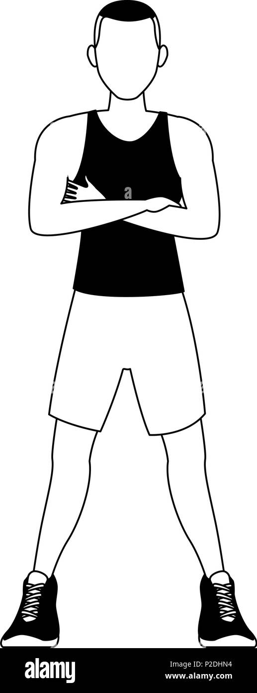 Fitness man cartoon in black and white Stock Vector Image & Art - Alamy