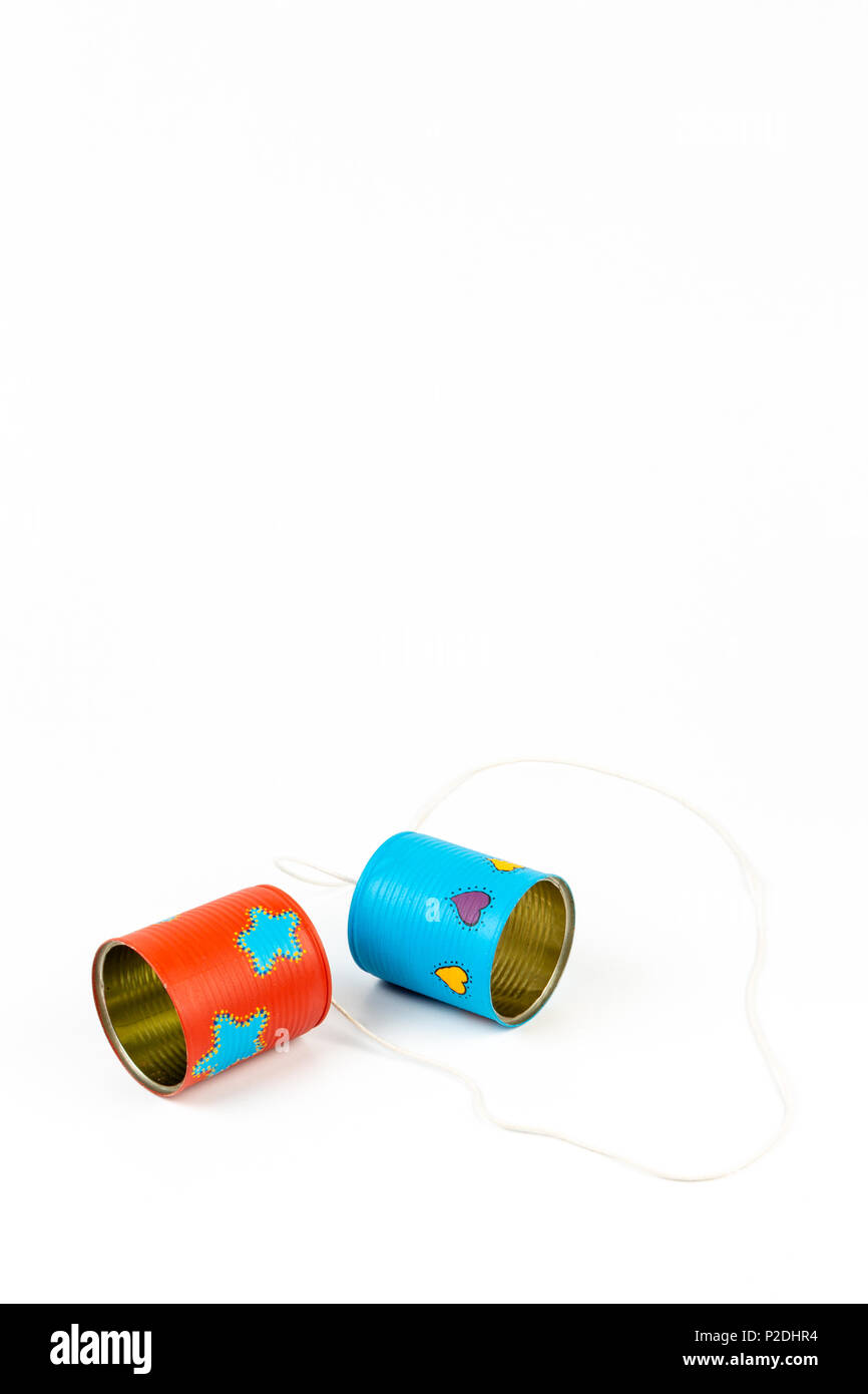 Tin can string telephone hi-res stock photography and images - Alamy