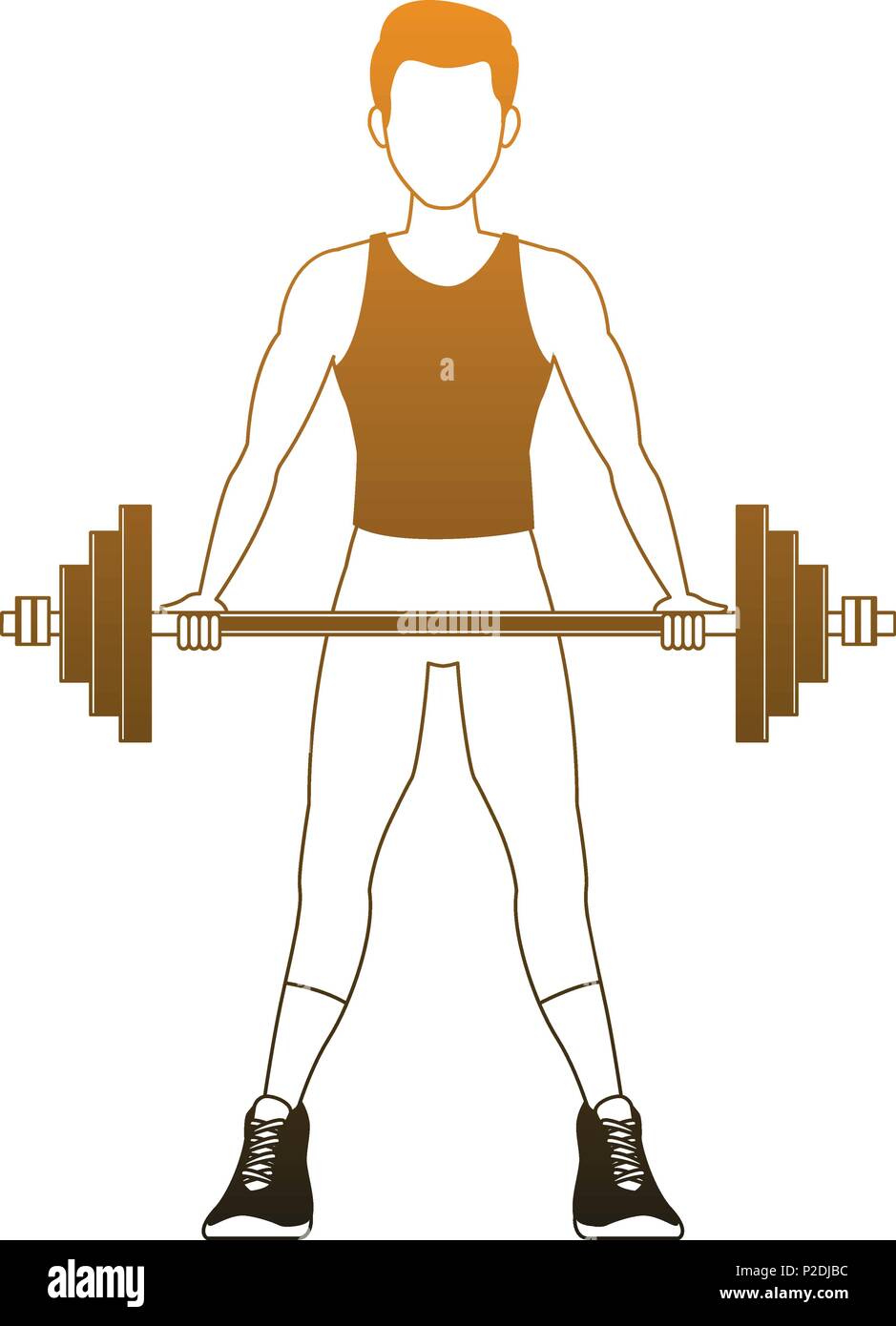 Fitness man lifting weights in orange lines Stock Vector Image & Art ...