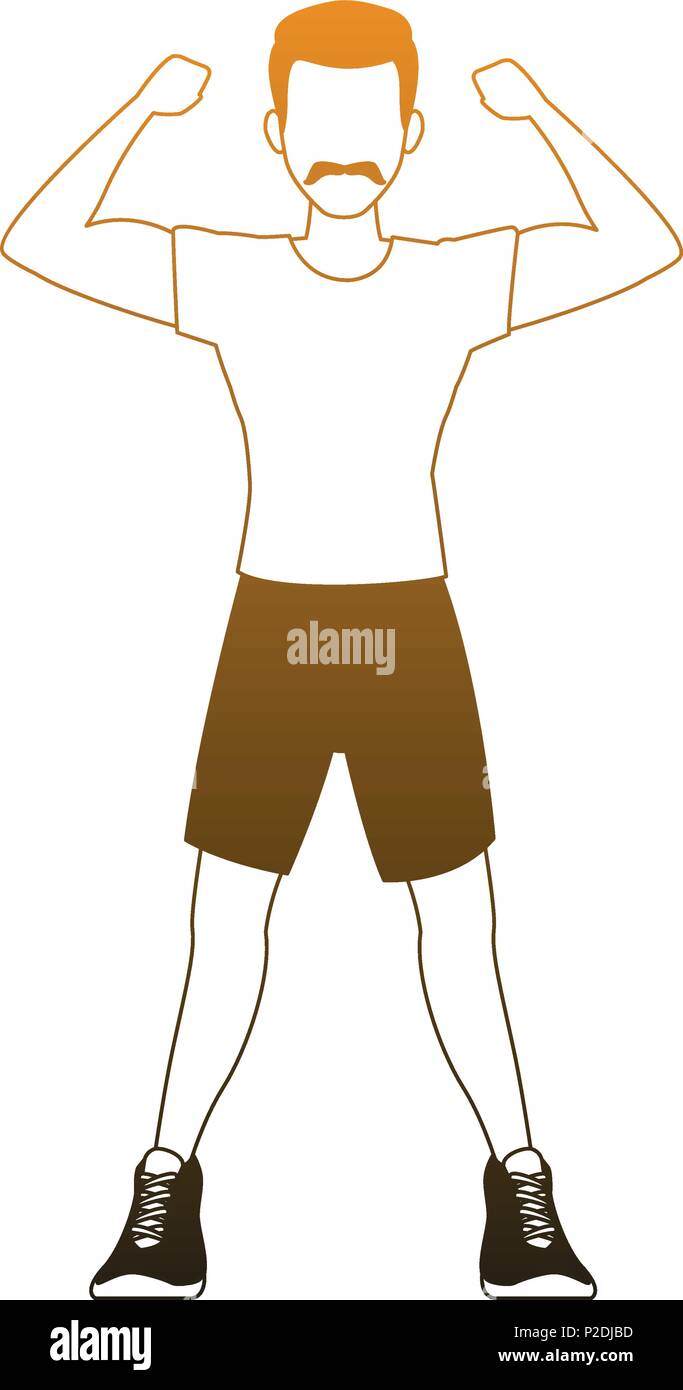 Man flexing his arms Stock Vector Images - Alamy