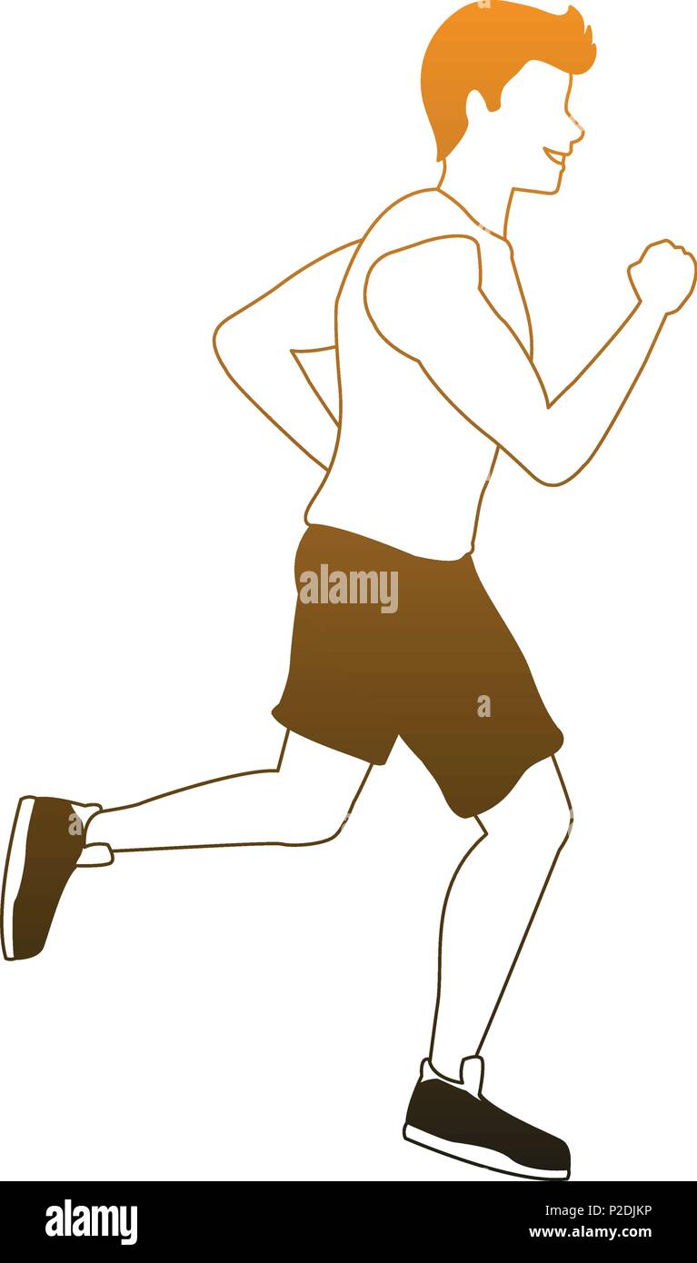 Fitness man running in orange lines Stock Vector Image & Art - Alamy