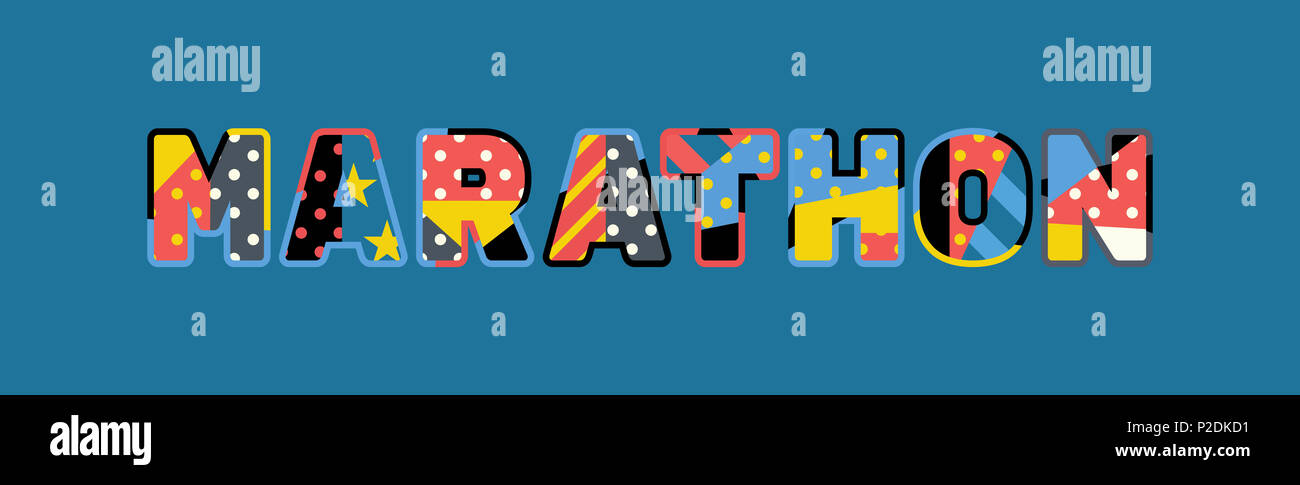The word MARATHON concept written in colorful abstract typography Stock ...