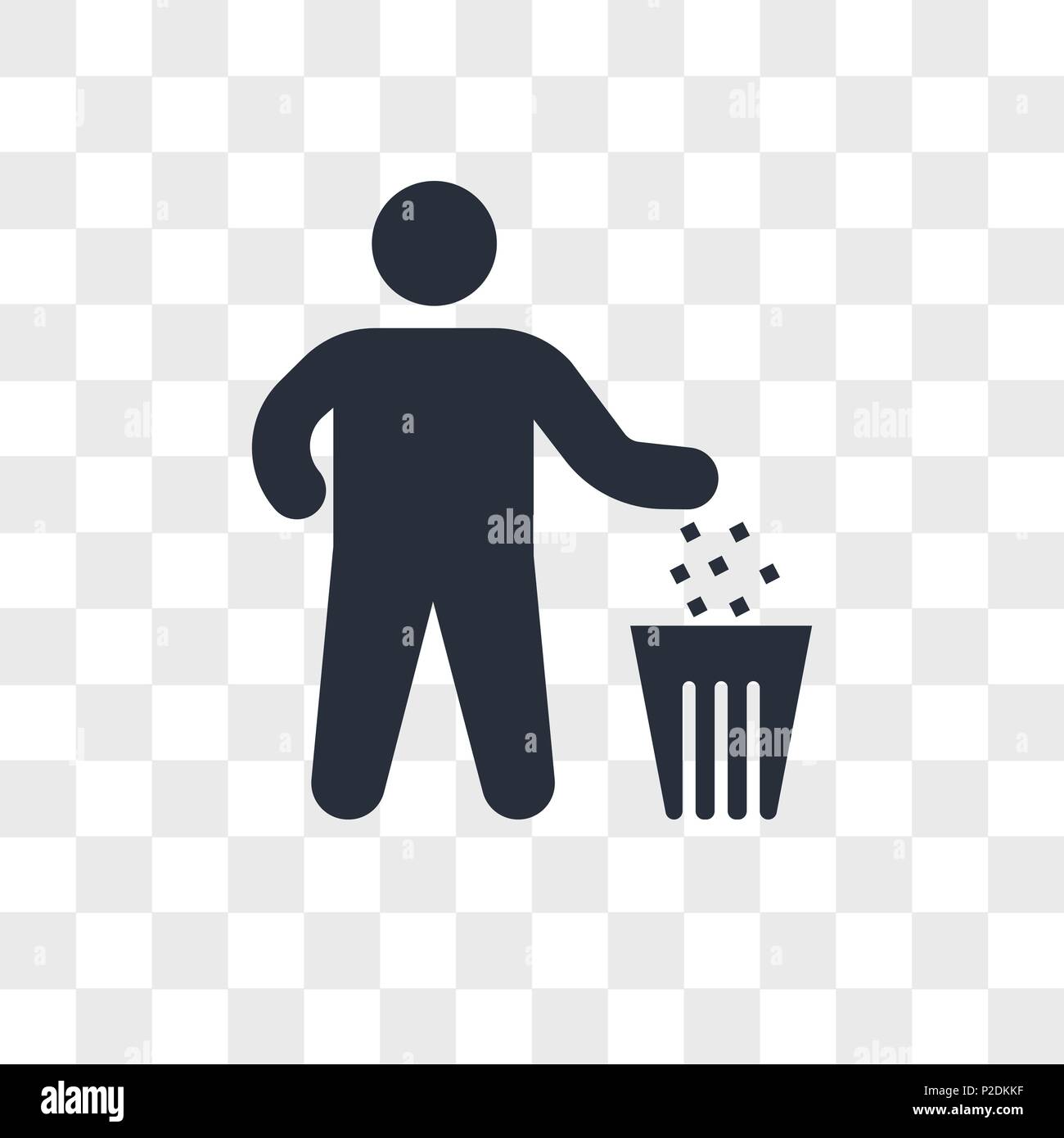Man and trash container vector icon isolated on transparent background ...