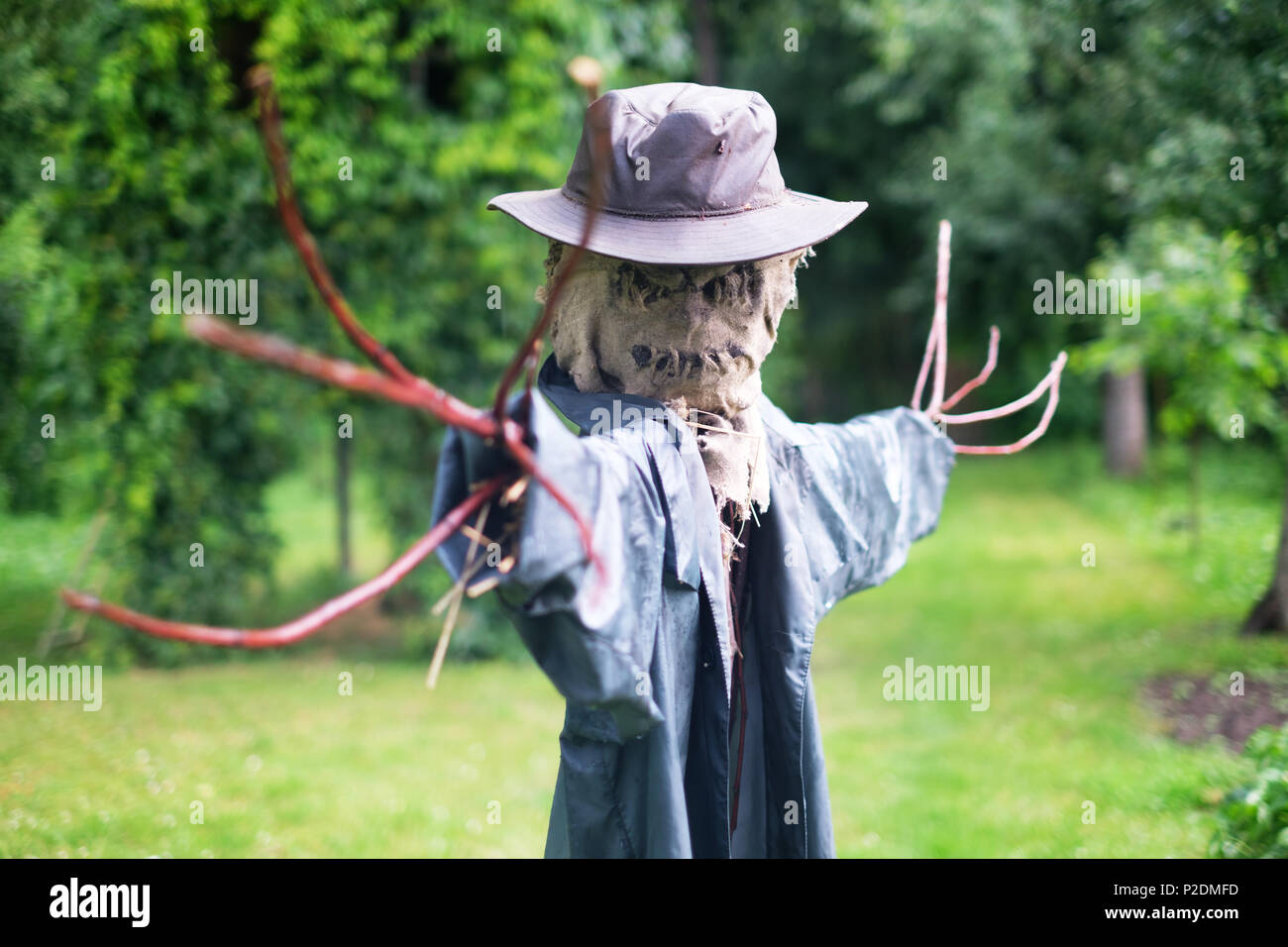 Scary scarecrow in a hat Stock Photo - Alamy