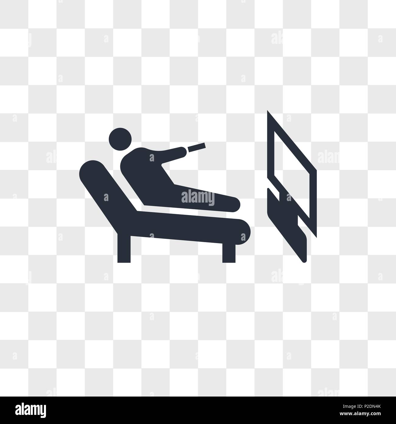 Man Lying and watching tv vector icon isolated on transparent ...