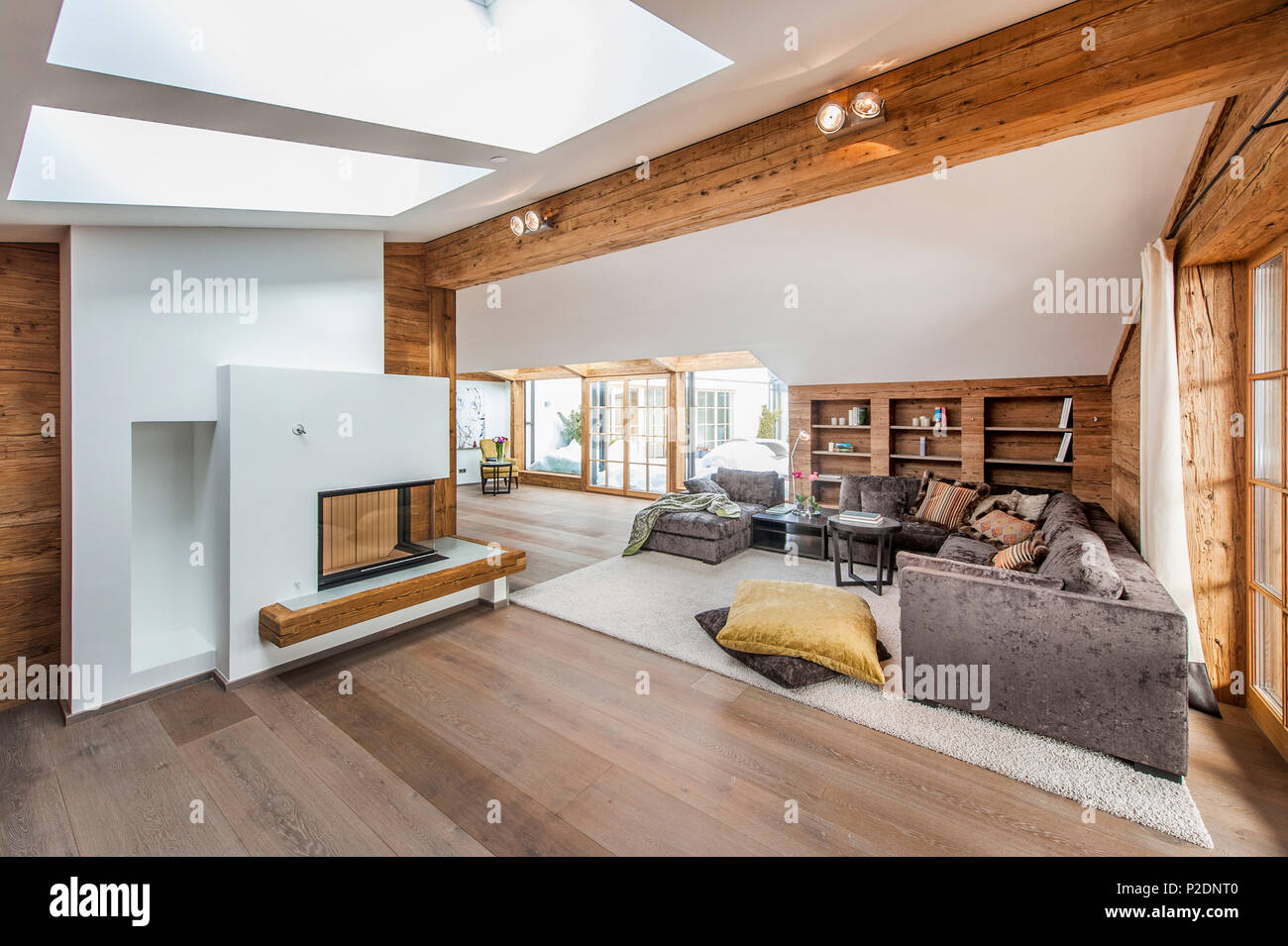 penthouse in a modern alpine style, Kitzbuehel, Tyrol, Austria, Europe ...