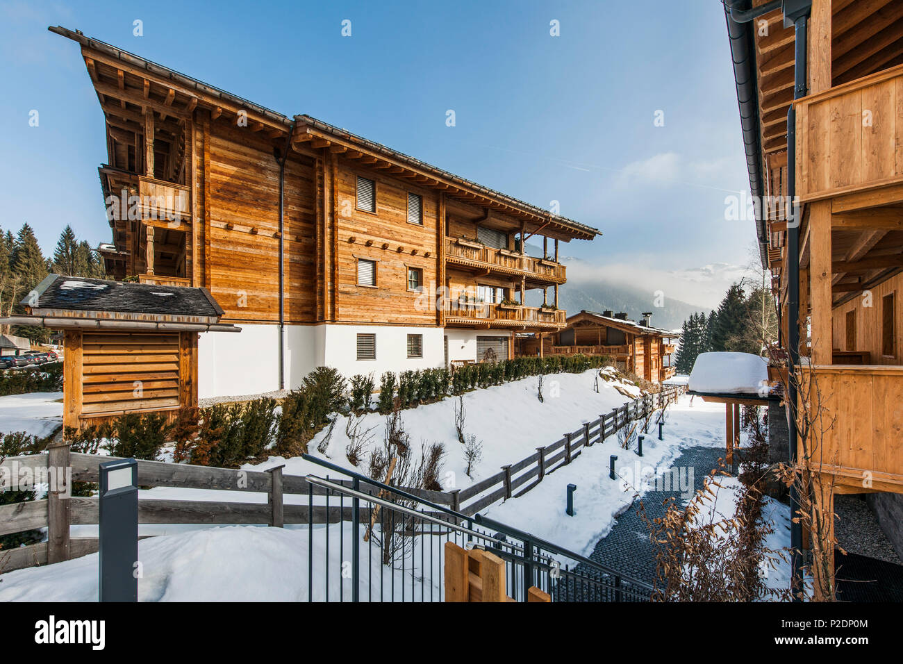 houses in Kitzbuehel in a typical Alpine style, Tyrol, Austria, Europe ...