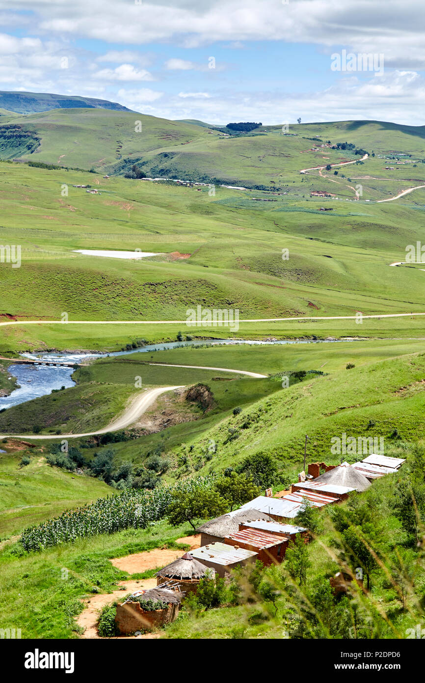 Small village in Drakensberg landscape South Africa Stock Photo - Alamy