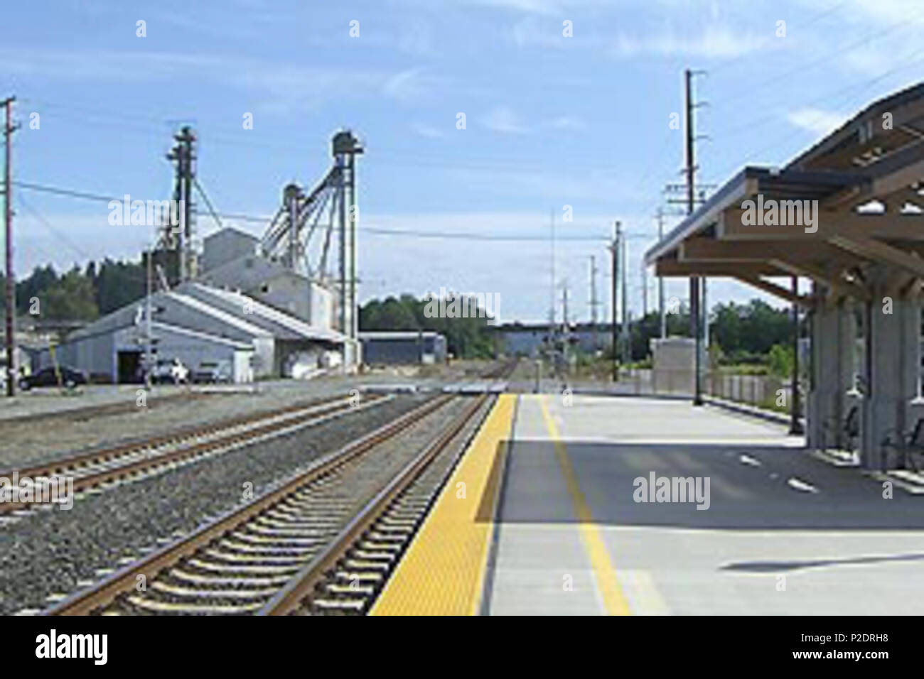 . English: Looking south at the Stanwood Amtrak station. 20 August 2010 ...