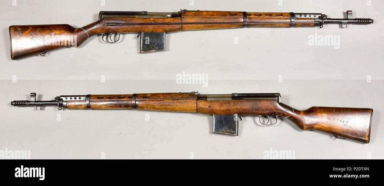 . English: SVT-38 Russian semi-automatic rifle (1938). Caliber 7 ...