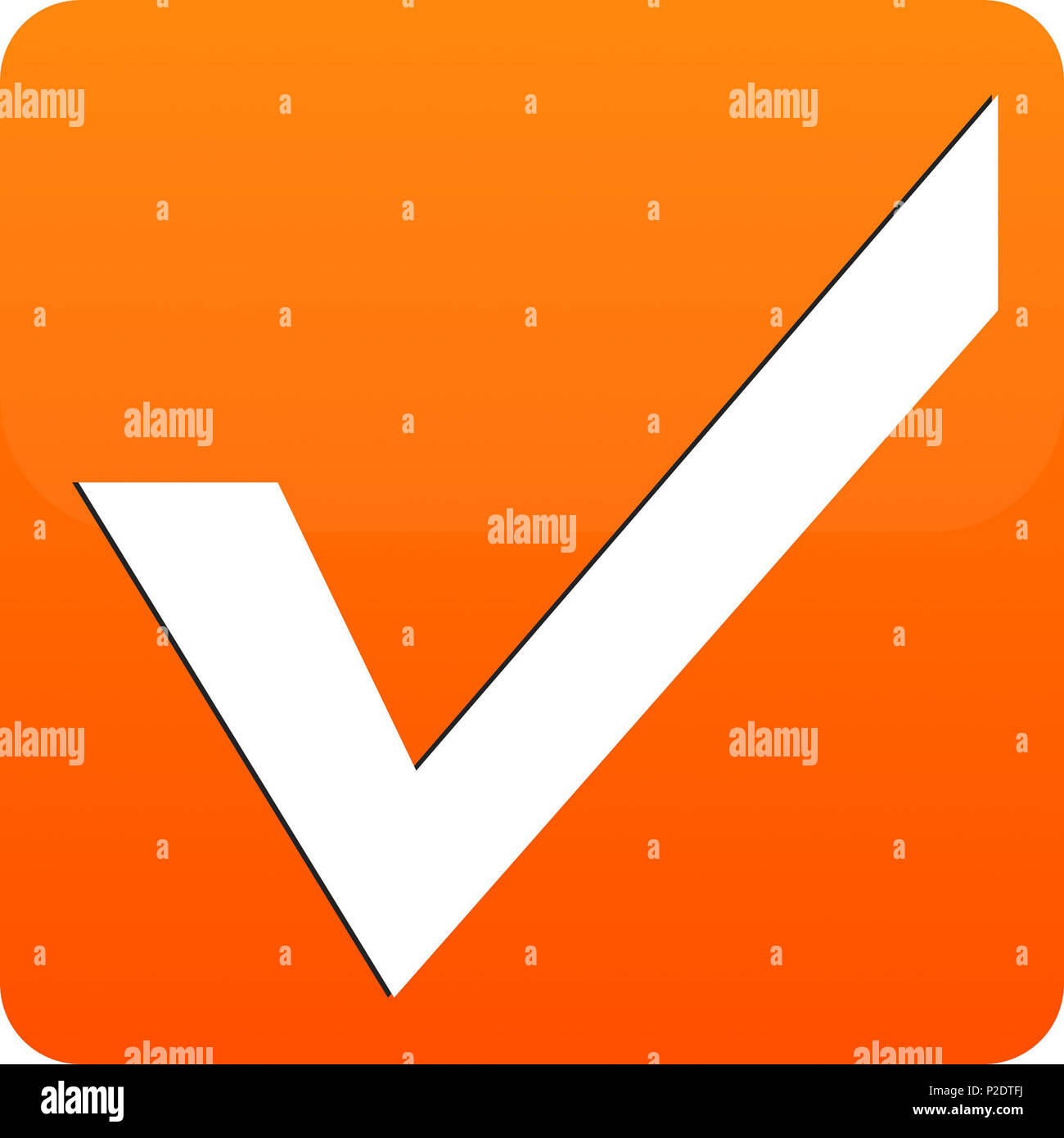 . English: A tick button on an orange background . 12 October 2012, 13: ...
