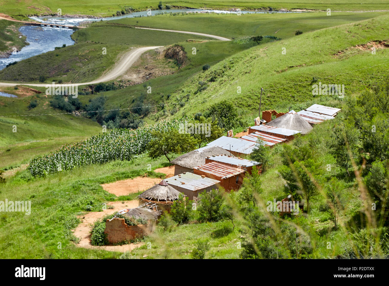 Small village in Drakensberg landscape South Africa Stock Photo - Alamy