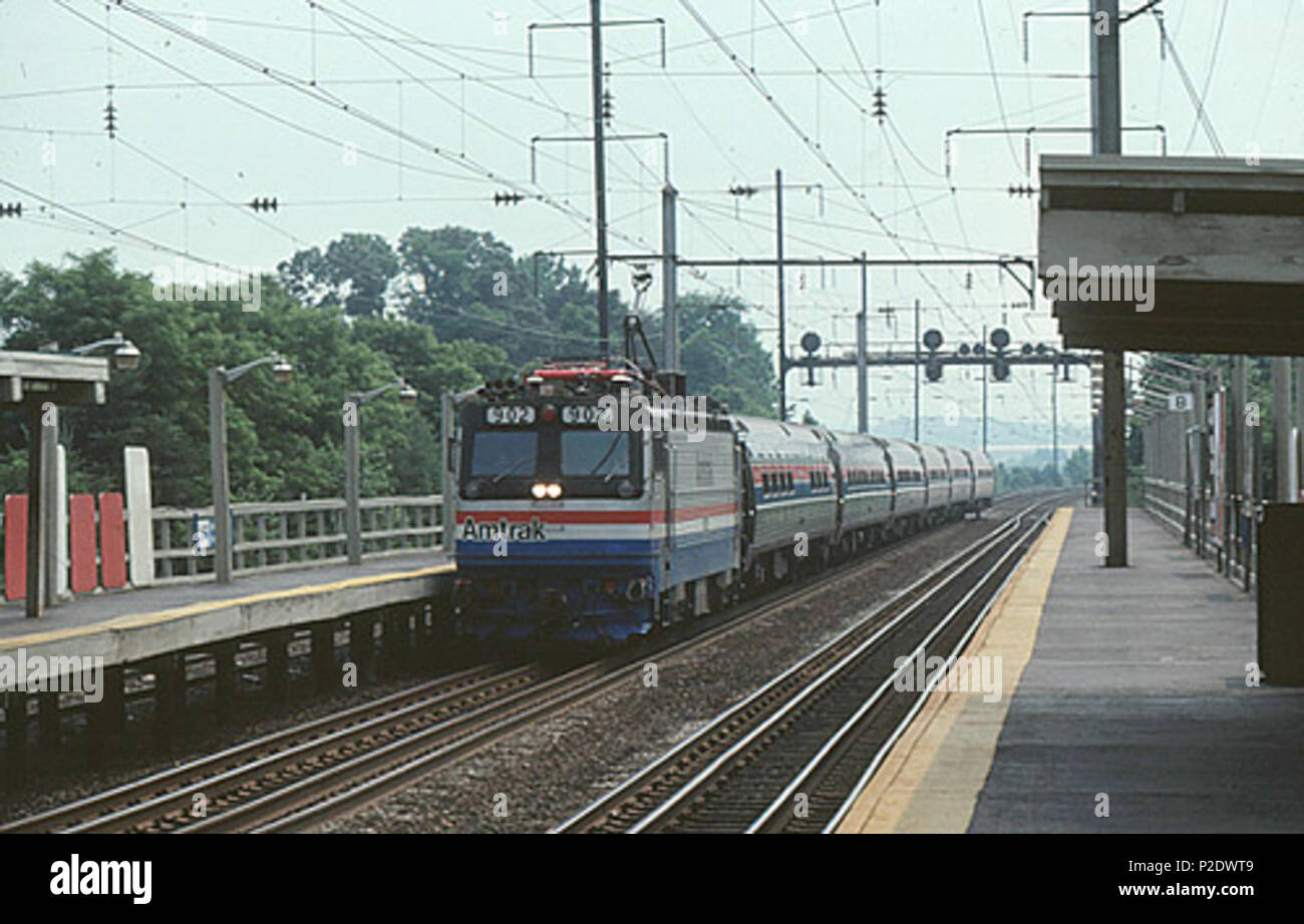 . English: A northbound Amtrak train at Capital Beltway station in June ...
