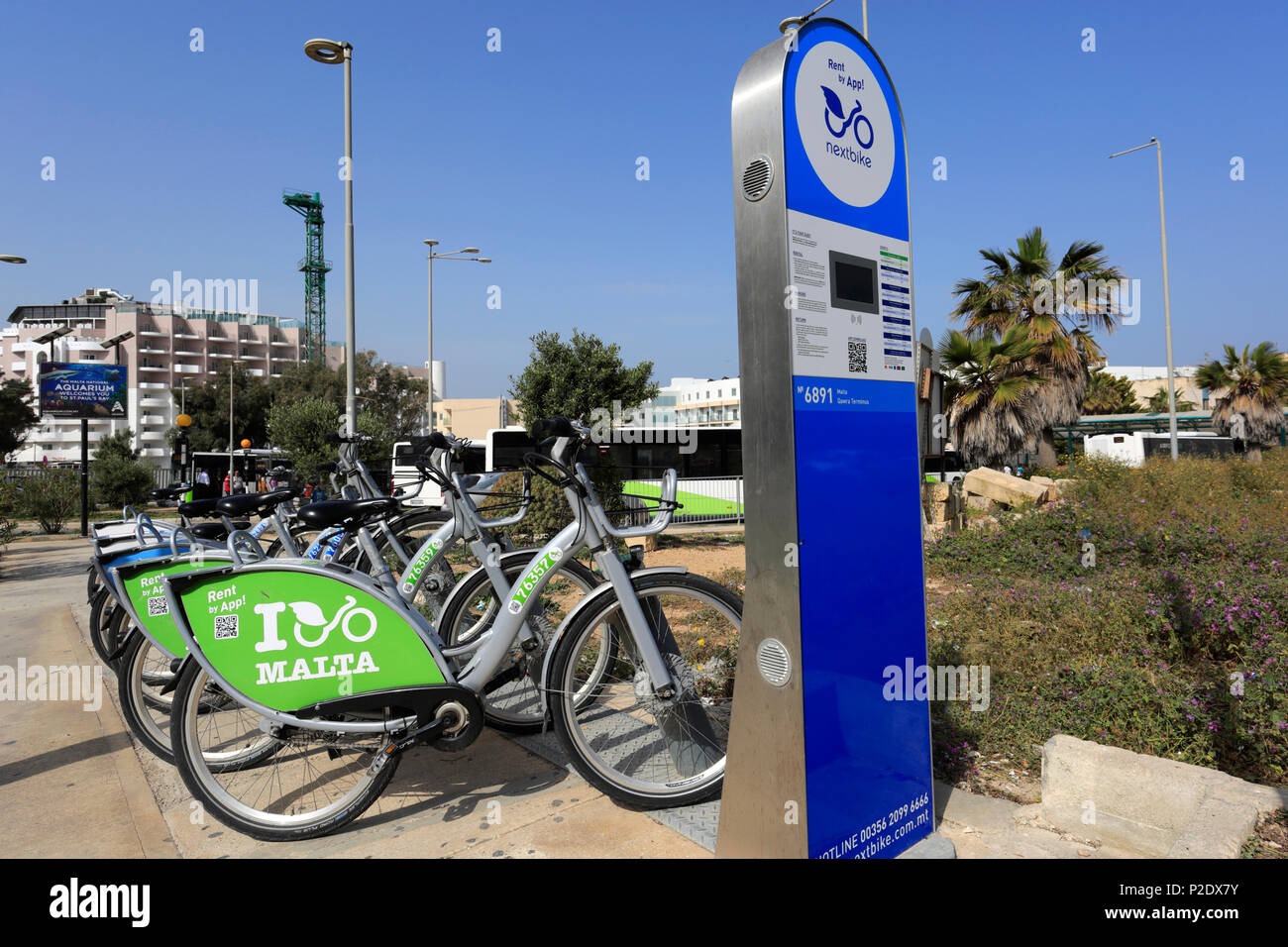 Nextbike Bikes, Malta's Public Bike-Share, Qawra town, Malta Stock ...