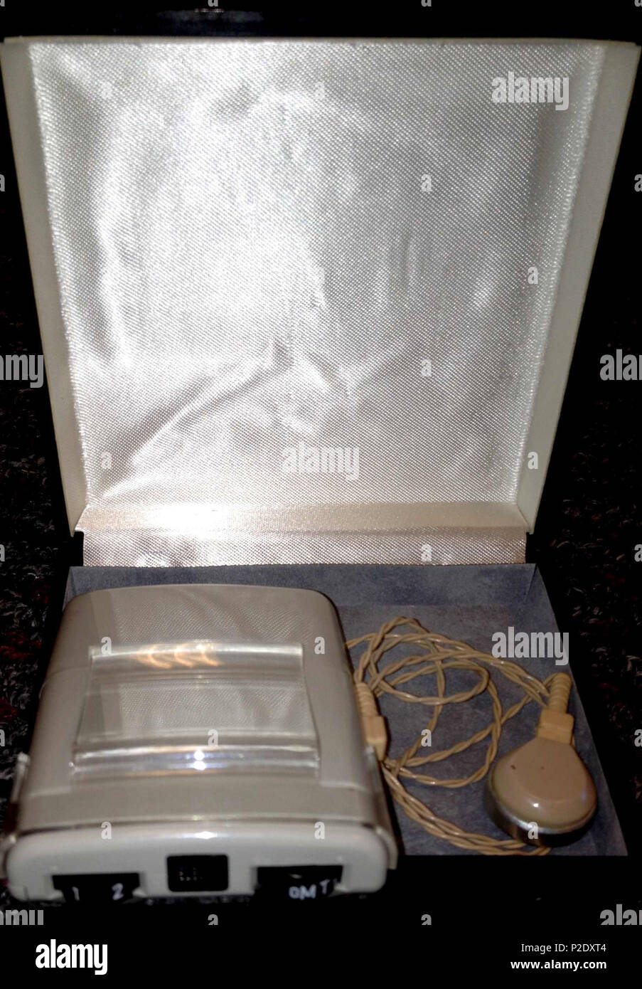 . English: This is an model of a body hearing instrument used before ...