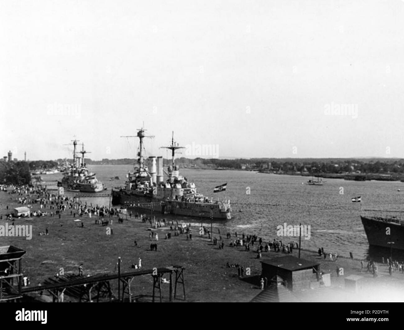 . The German battleships Schlesien and Schleswig-Holstein in a German ...