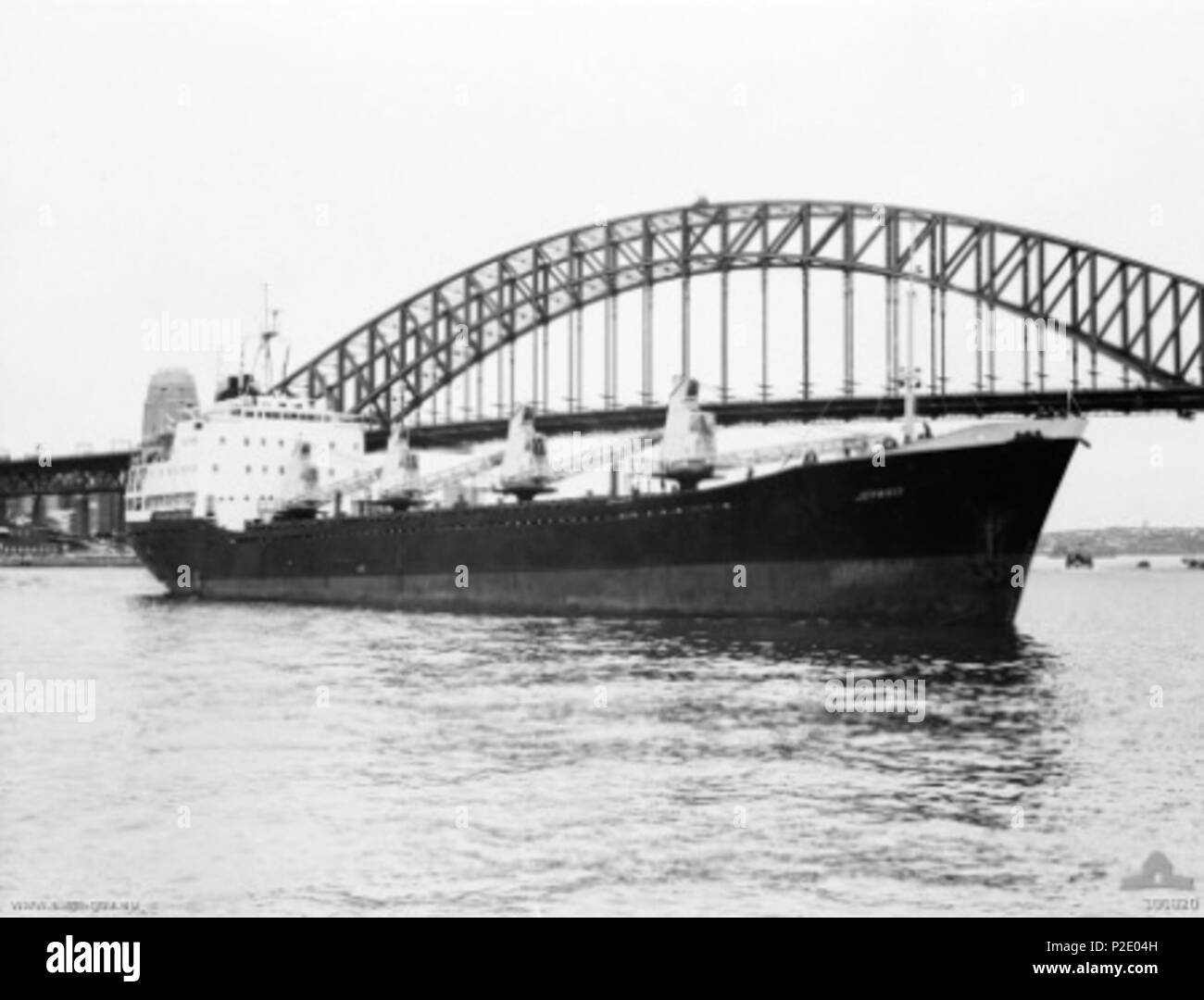 . Supply ship HMAS Jeparit in Sydney Harbour. The Sydney Harbour Bridge ...