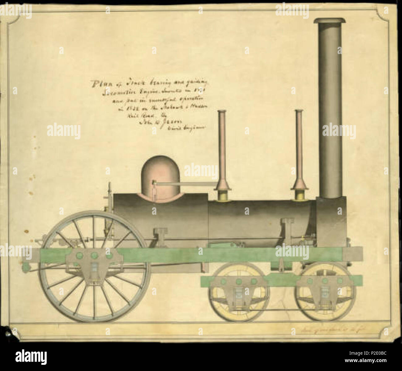. English: A plan of truck that bears and guides locomotive engine ...