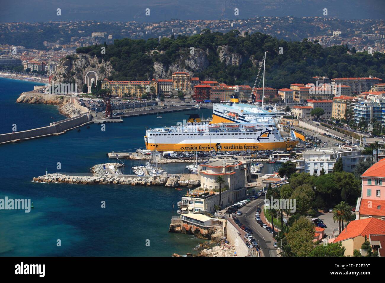France, Alpes Maritimes, Nice, cruise ship in the port Lympia or old ...