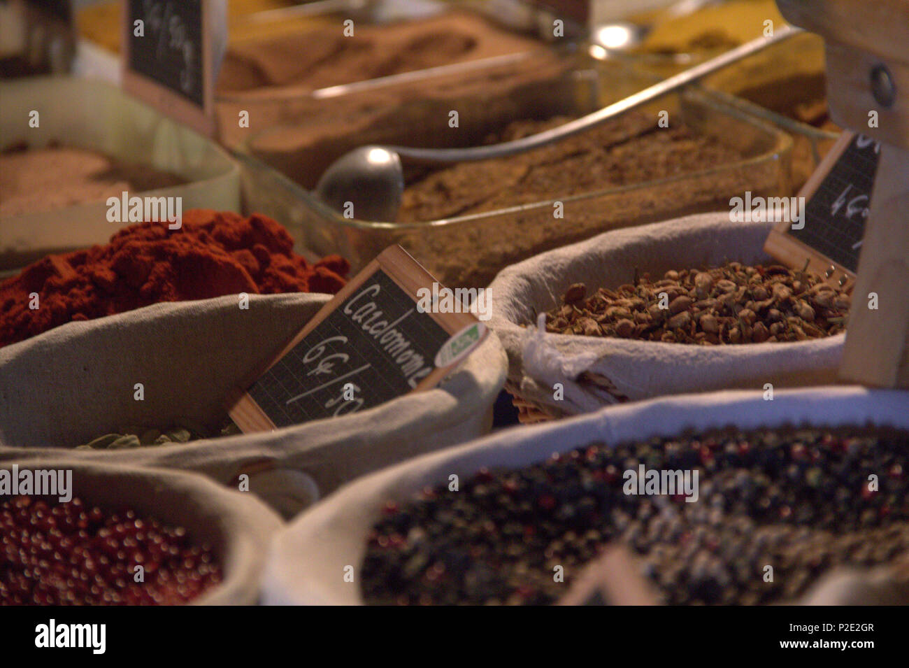Close up of herbs and grains on display in a medieval shop Stock Photo ...