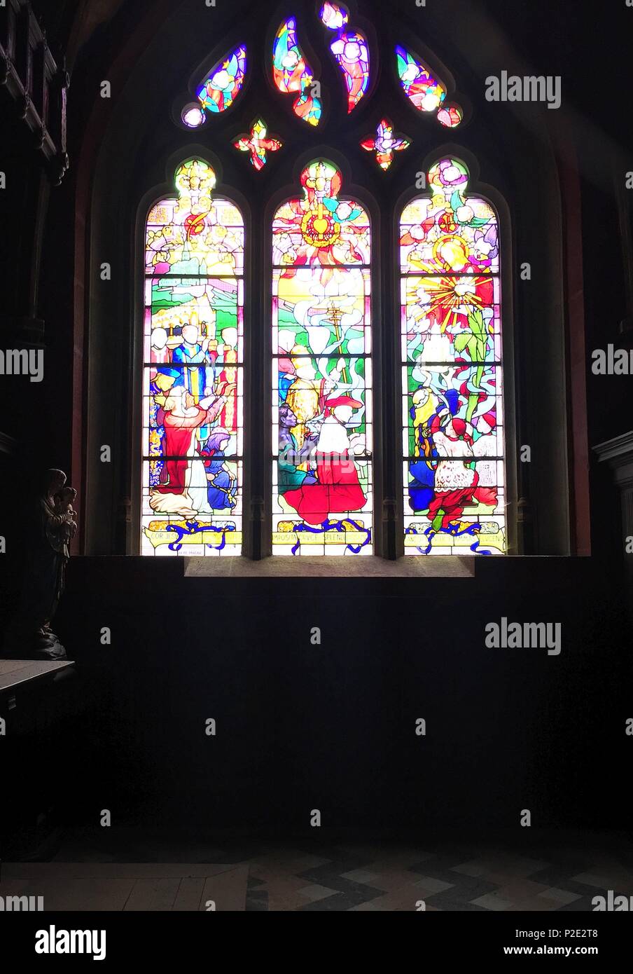 stained church window in france Stock Photo - Alamy