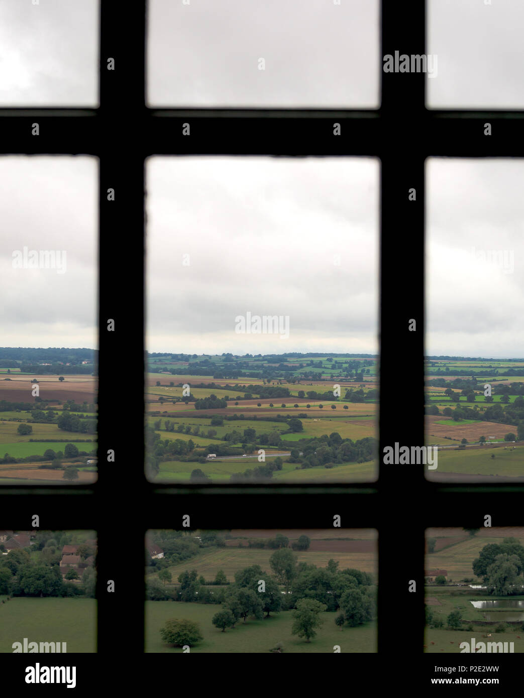 landscape behind a glass castle window Stock Photo - Alamy