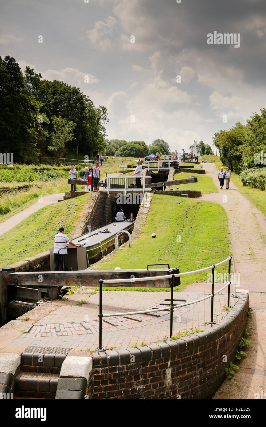 The flight of ten locks at Foxton Stock Photo - Alamy
